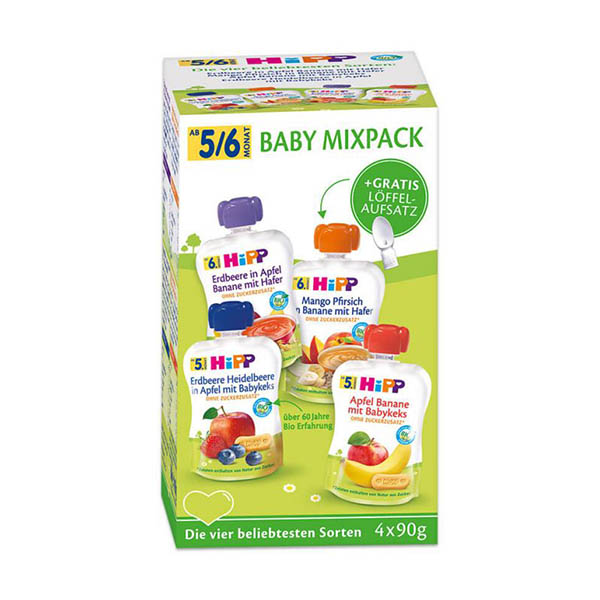 Hipp Squeezy Pack Mix Kids From 1 year - 4 x 100g - NamOnline